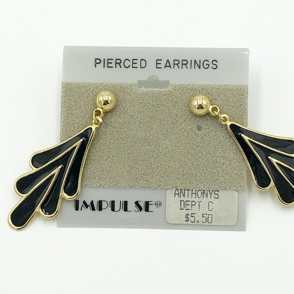Vintage | Jewelry | Vintage Impulse Black Enamel With Gold Tone Stud E ...